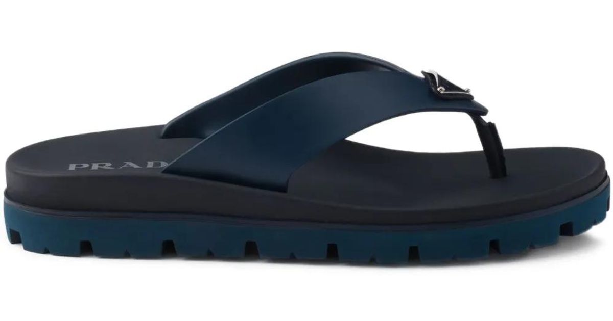 Prada Logo-Embellished Flip Flops in Blue for Men | Lyst