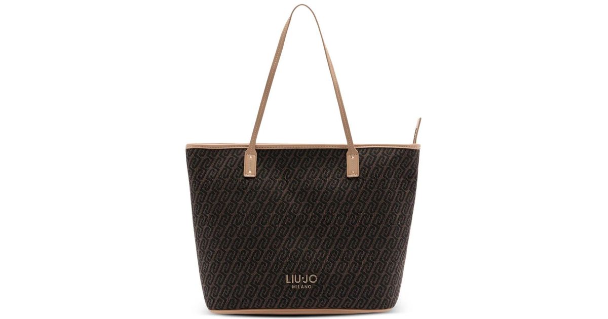 Liu Jo Monogram Jacquard Tote Bag in Black | Lyst UK