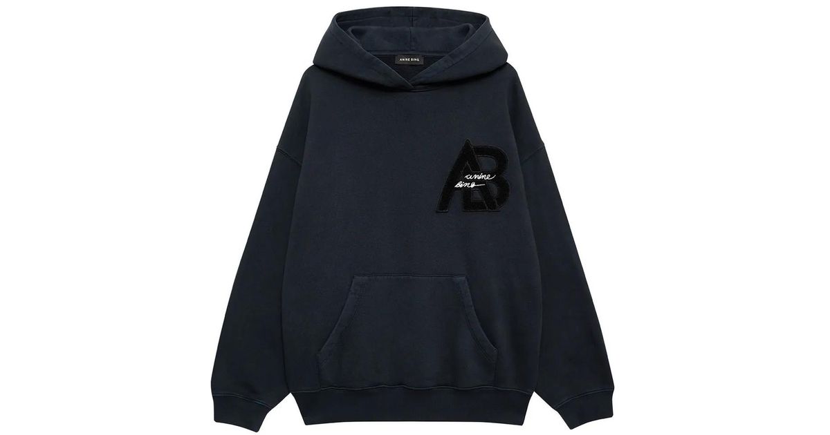 Anine Bing The Jaci Logo-Appliqué Hoodie in Blue | Lyst UK