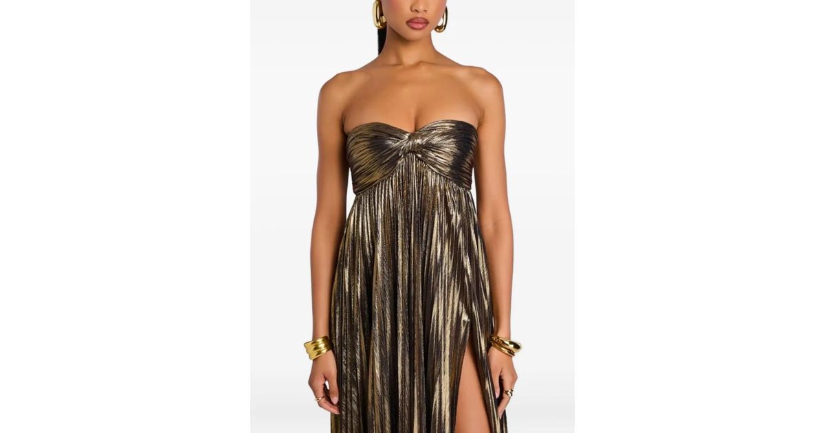 retroféte Twisted Pleated Strapless Maxi Dress in Black | Lyst UK