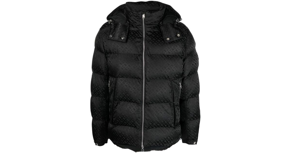 BOSS Monogram-jacquard Quilted Puffer Jacket in Black for Men | Lyst UK