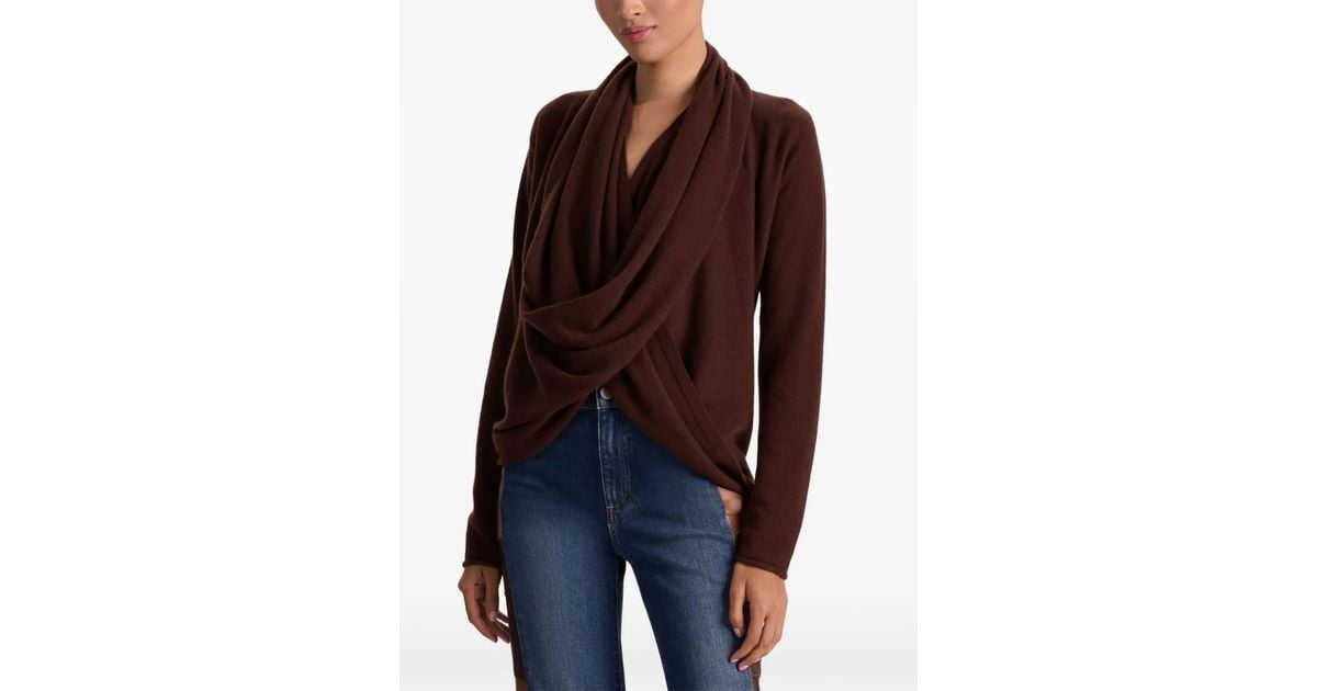 Alice + Olivia Jules Cashmere Draped Pullover in Brown | Lyst UK