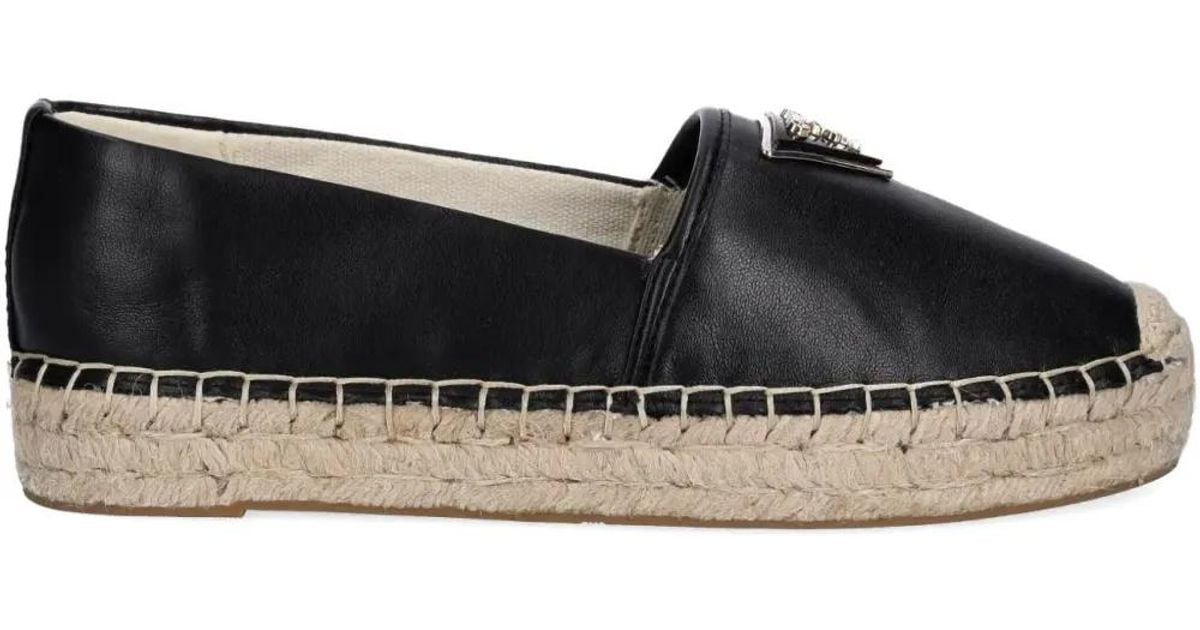 Guess Jolandon Faux-Leather Flat Espadrilles in Black | Lyst