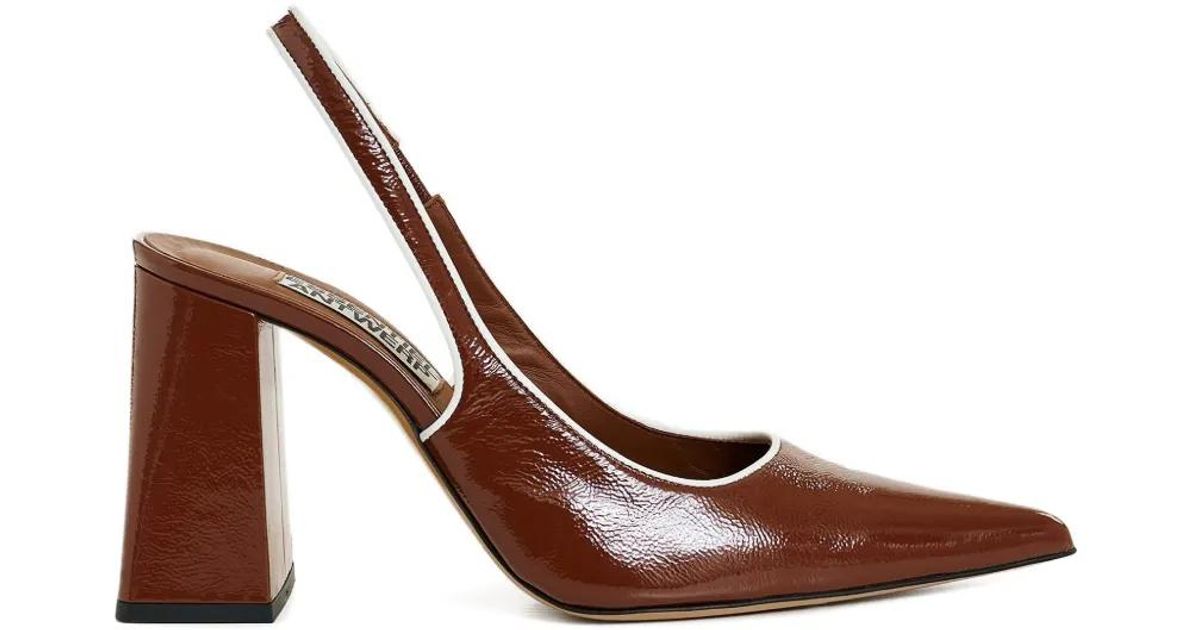 Essentiel Antwerp Block-Heel Slingback Pumps in Brown | Lyst UK