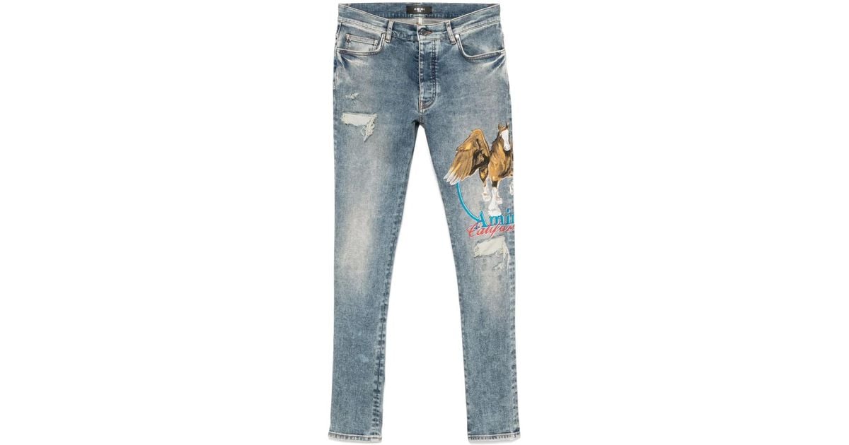 Amiri Pegasus-Print Jeans in Blue for Men | Lyst UK