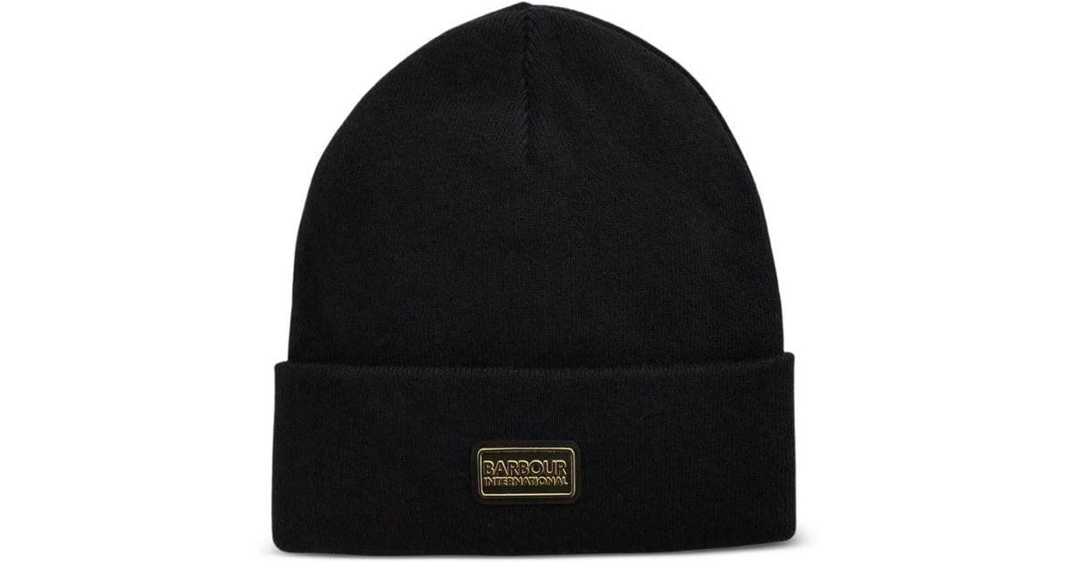 Barbour Logo-Patch Beanie Hat in Black for Men | Lyst UK