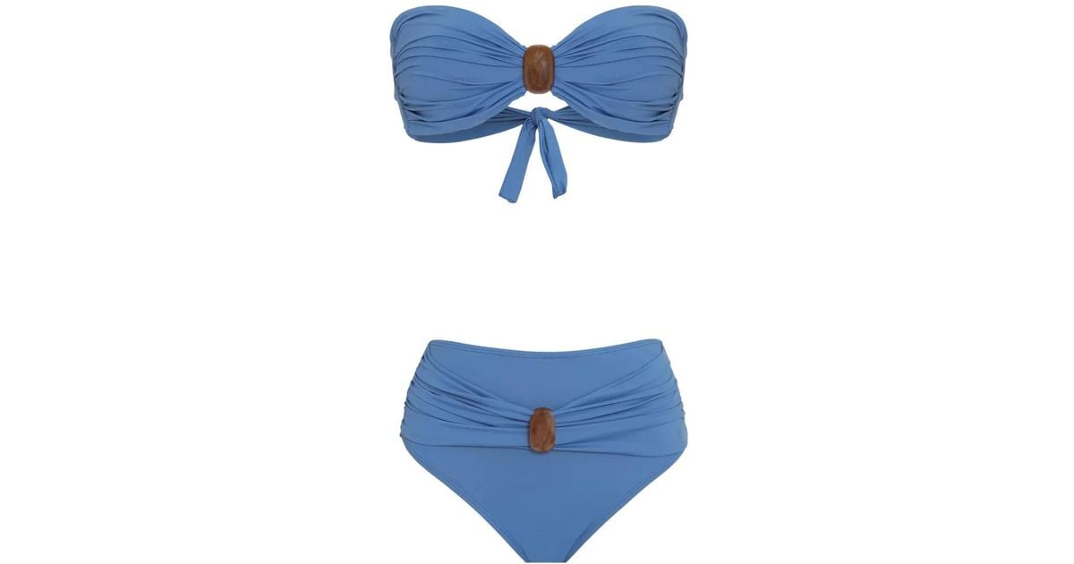 Brigitte Bardot Dalia Ruched Bikini in Blue | Lyst UK