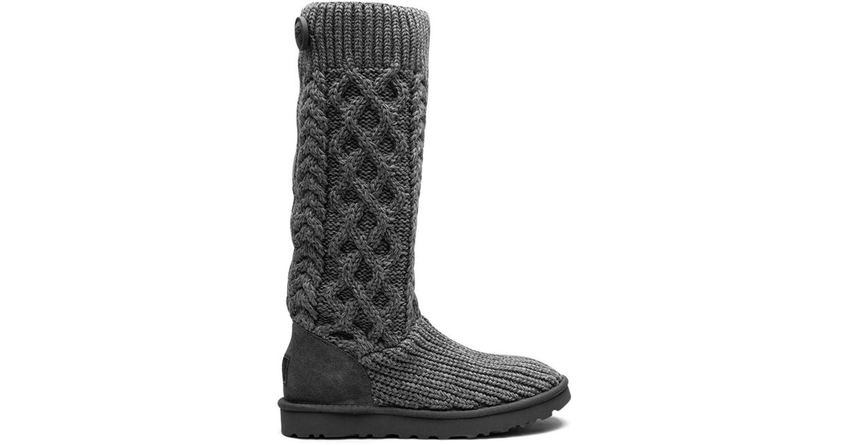 UGG Classic Cardi Cabled Knit Boots in Black | Lyst