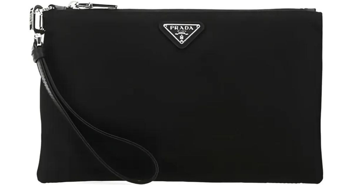 Prada Enamel Triangle Logo Tote Bag in Black | Lyst UK