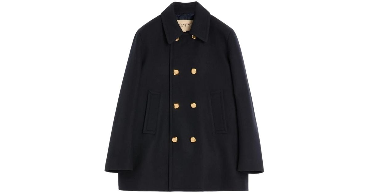 Valentino Garavani Double-Breasted Wool Felt Jacket in Black for Men ...