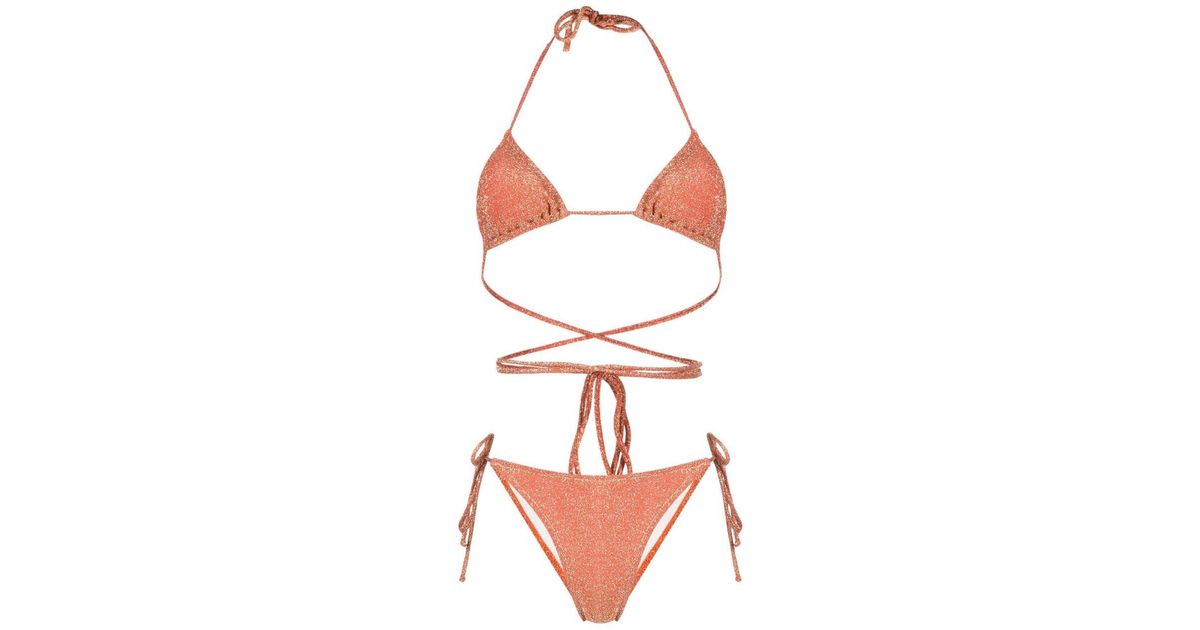 Reina Olga Miami Lurex Bikini Set In Pink Lyst Uk