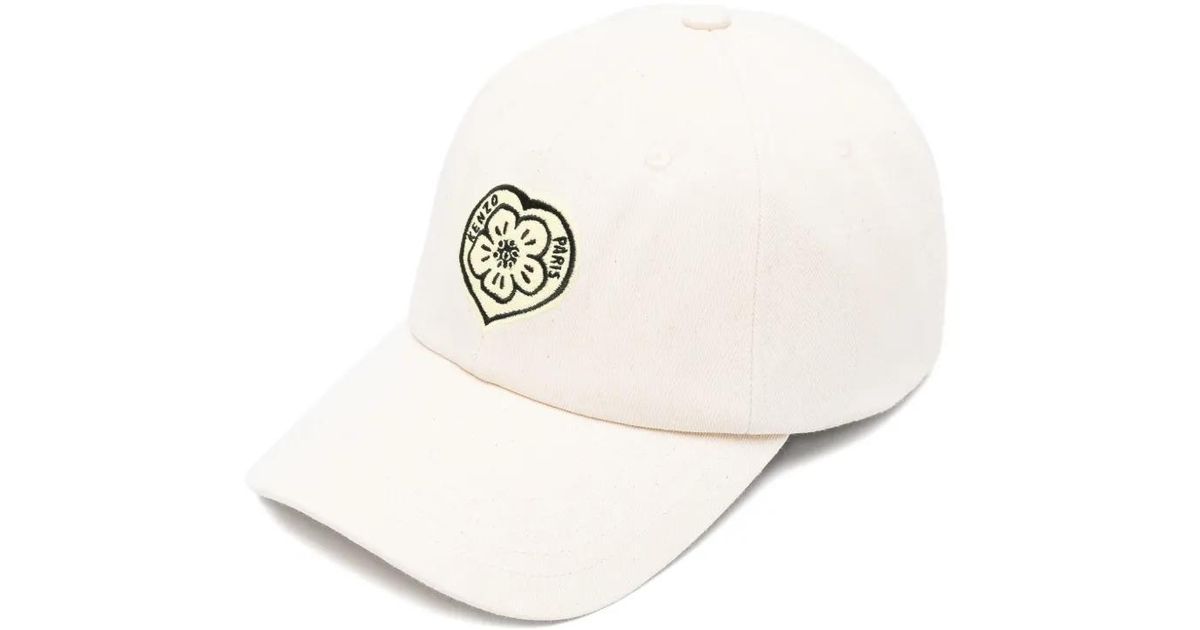KENZO Floral Logo Cap in White for Men | Lyst UK