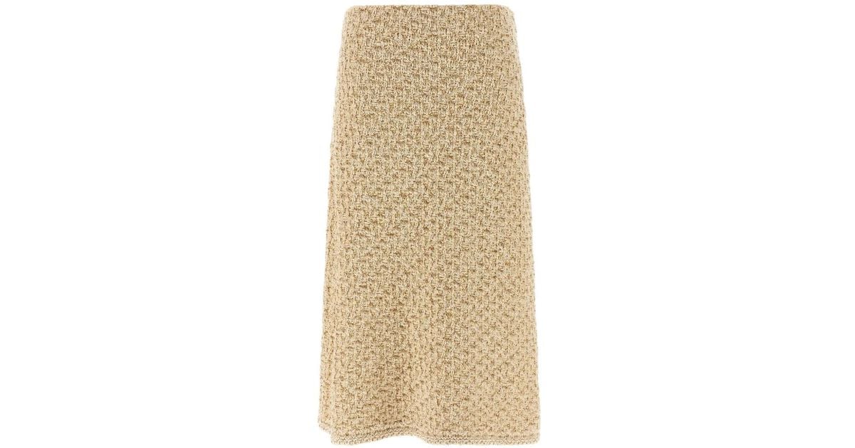 Fabiana Filippi Sequin Tweed Midi Skirt in Natural | Lyst UK