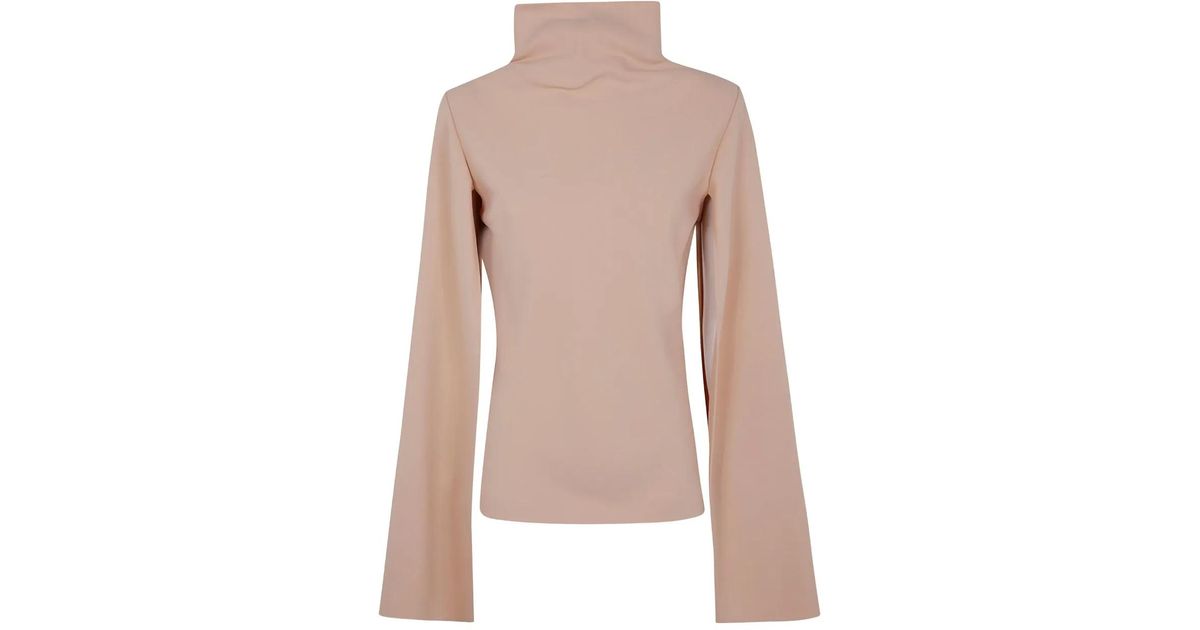 Alberta Ferretti High-Neck Cape-Sleeve Top in Pink | Lyst UK