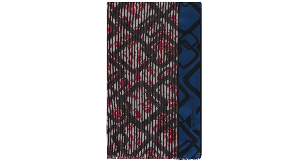 Emporio Armani Abstract-Pattern Scarf in Blue for Men | Lyst UK