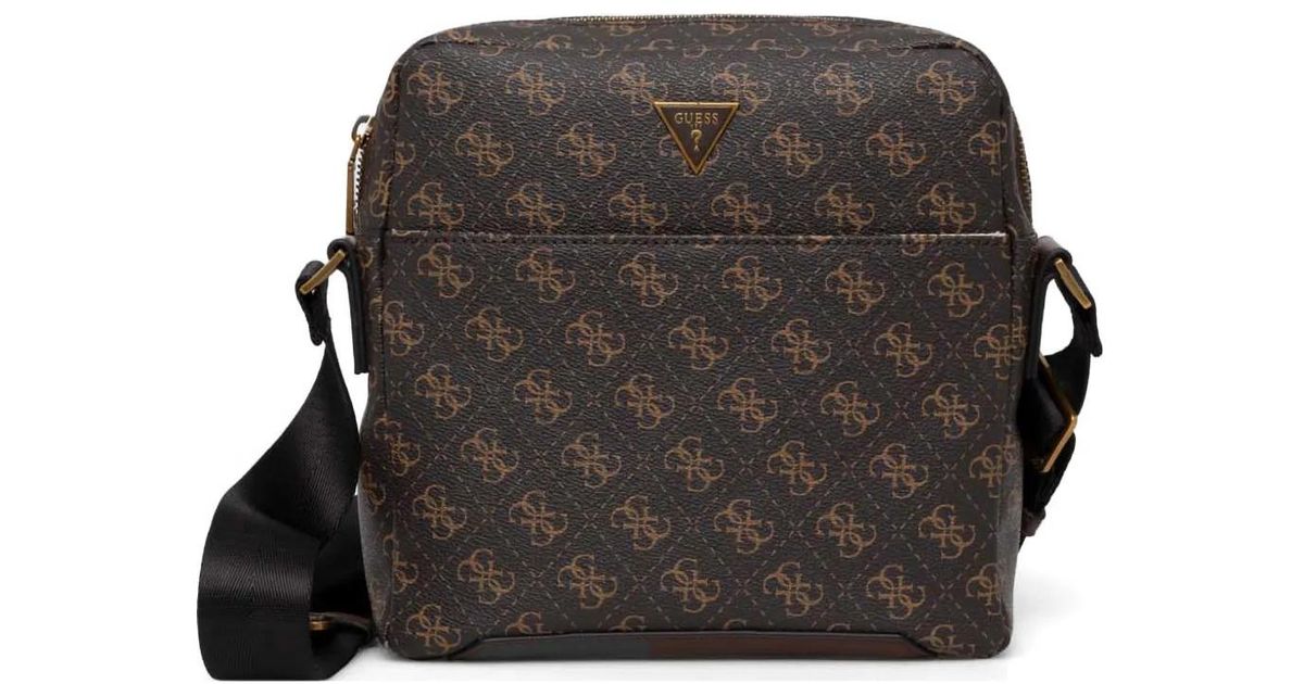 Guess Mini Torino Monogram-Pattern Logo-Plaque Messenger Bag in Black ...