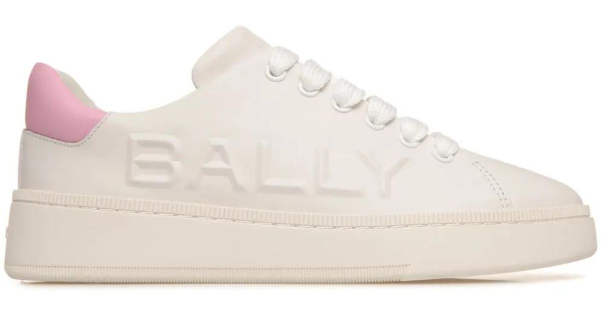 Bally Logo-Embossed Leather Sneakers in Pink | Lyst