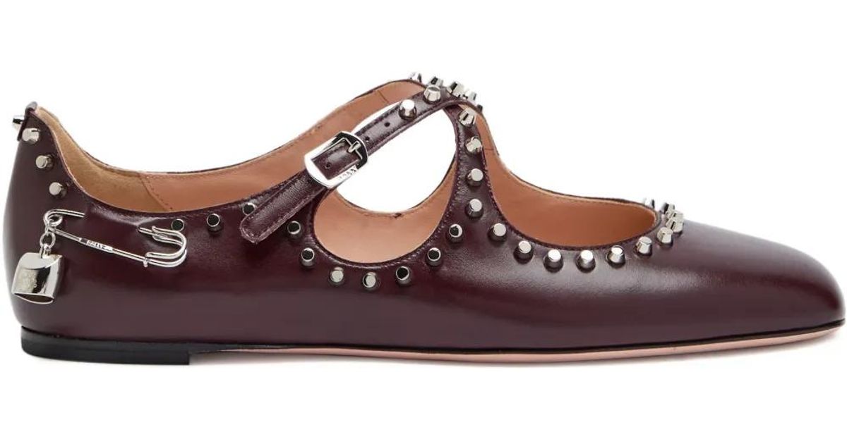 Bally Studded Ballet Flat in Brown | Lyst