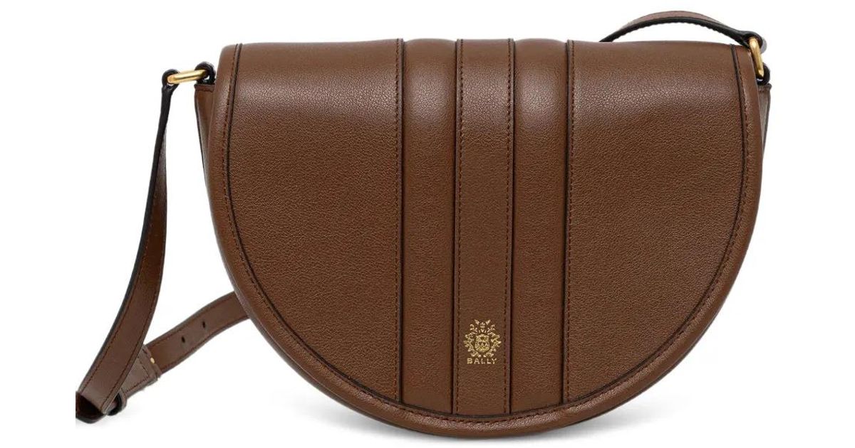 Bally Logo-Detail Leather Crossbody Bag in Brown | Lyst UK