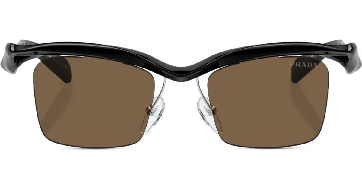 Prada Pr A15S Square-Frame Sunglasses in Brown | Lyst UK