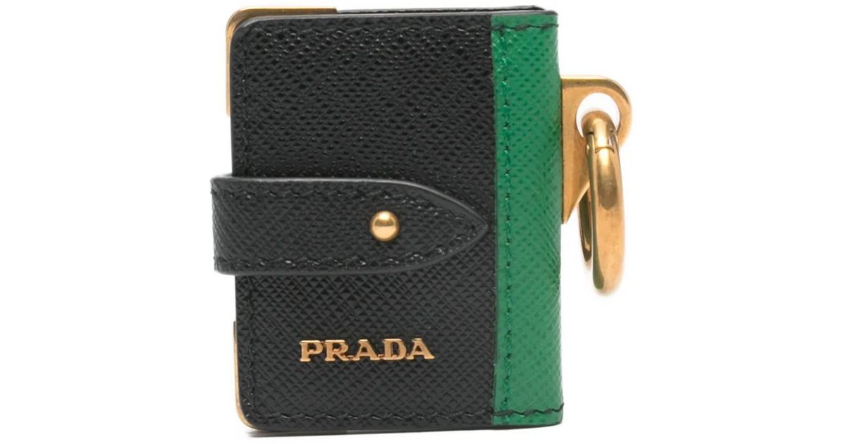 Prada Saffiano Leather Luggage Tag in Green | Lyst UK
