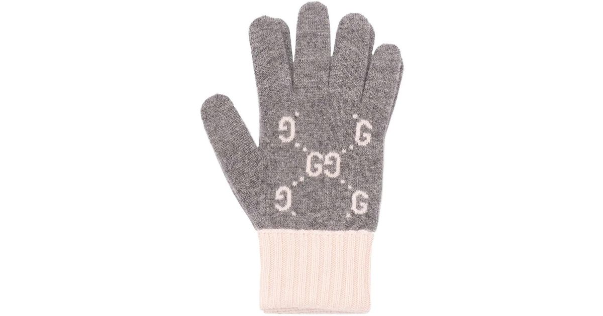Gucci Gg Cashmere Gloves in Grey | Lyst UK