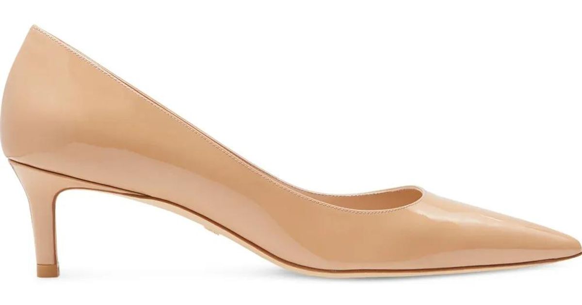 Stuart Weitzman 50Mm Stuart Pointed Heeled Pumps in Natural | Lyst