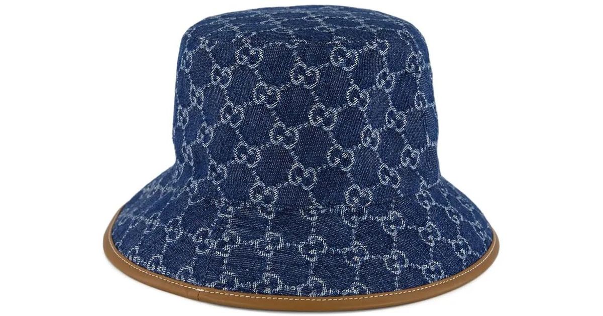 Gucci Denim Monogram Bucket Hat in Blue | Lyst