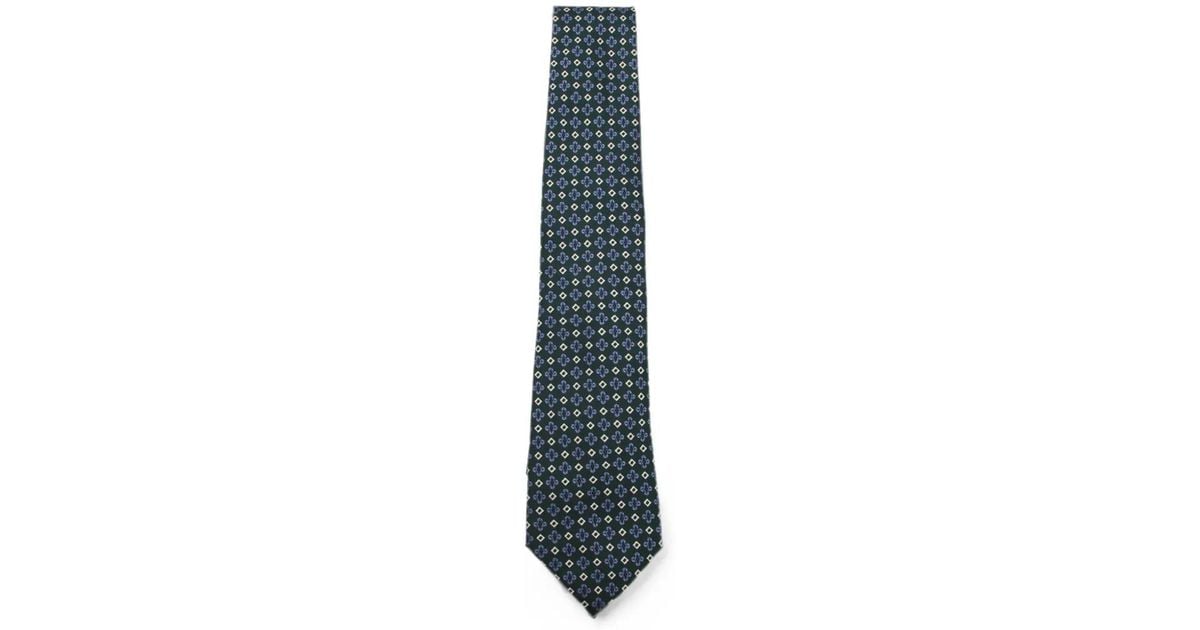 Canali Geometric-Pattern Tie in Blue for Men | Lyst UK
