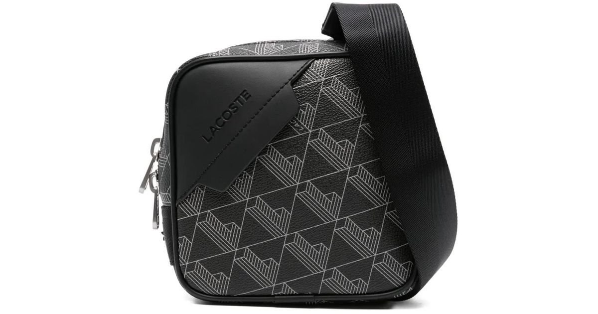 Lacoste Monogram Logo Shoulder Bag in Black for Men | Lyst