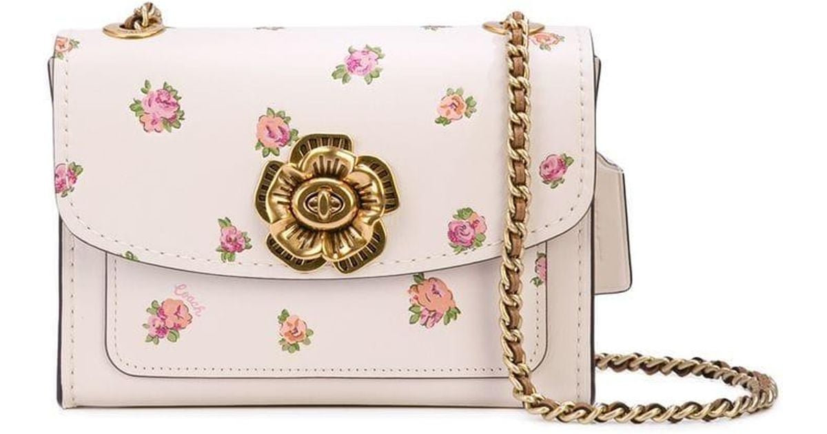 COACH Floral Print Crossbody Bag in White | Lyst