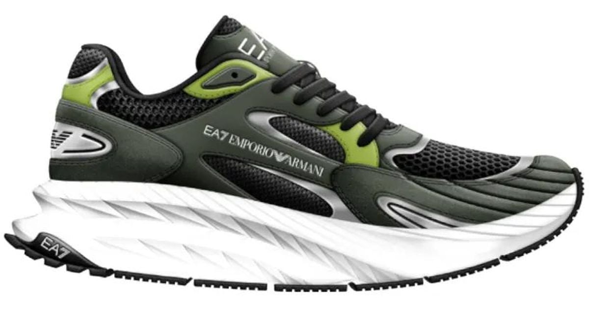 EA7 Crusher Sonic Mix Lace-Up Sneakers in Green for Men | Lyst UK