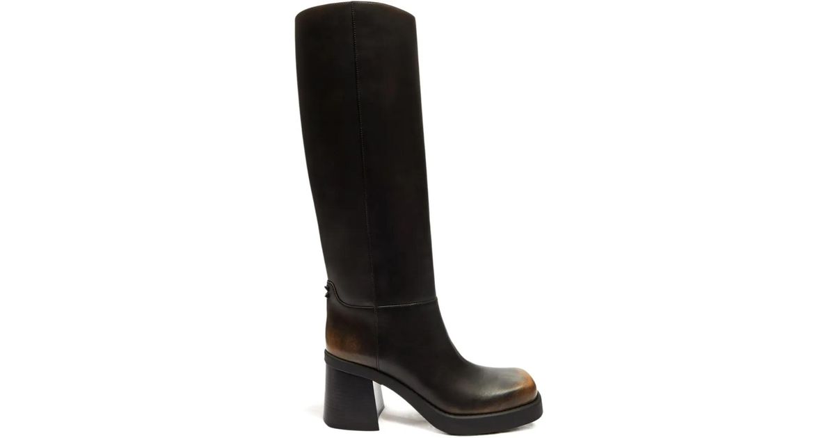 COACH 70Mm Square-Toe Block-Heel Boots in Black | Lyst