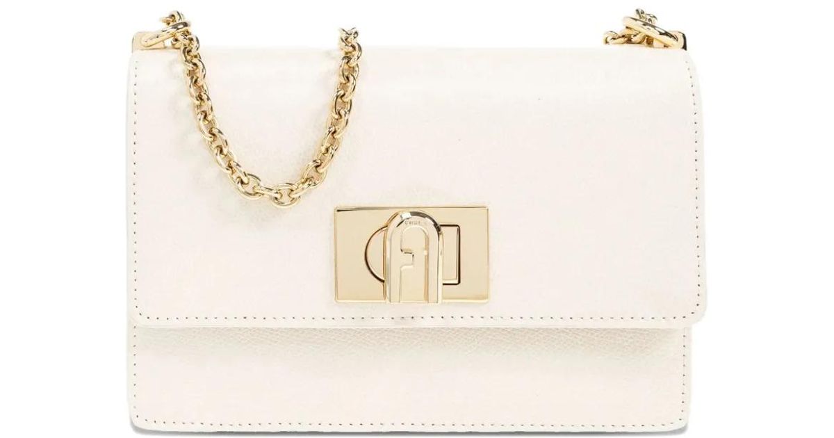 Furla Mini 1927 Chain-Strap Flap Shoulder Bag in Natural | Lyst