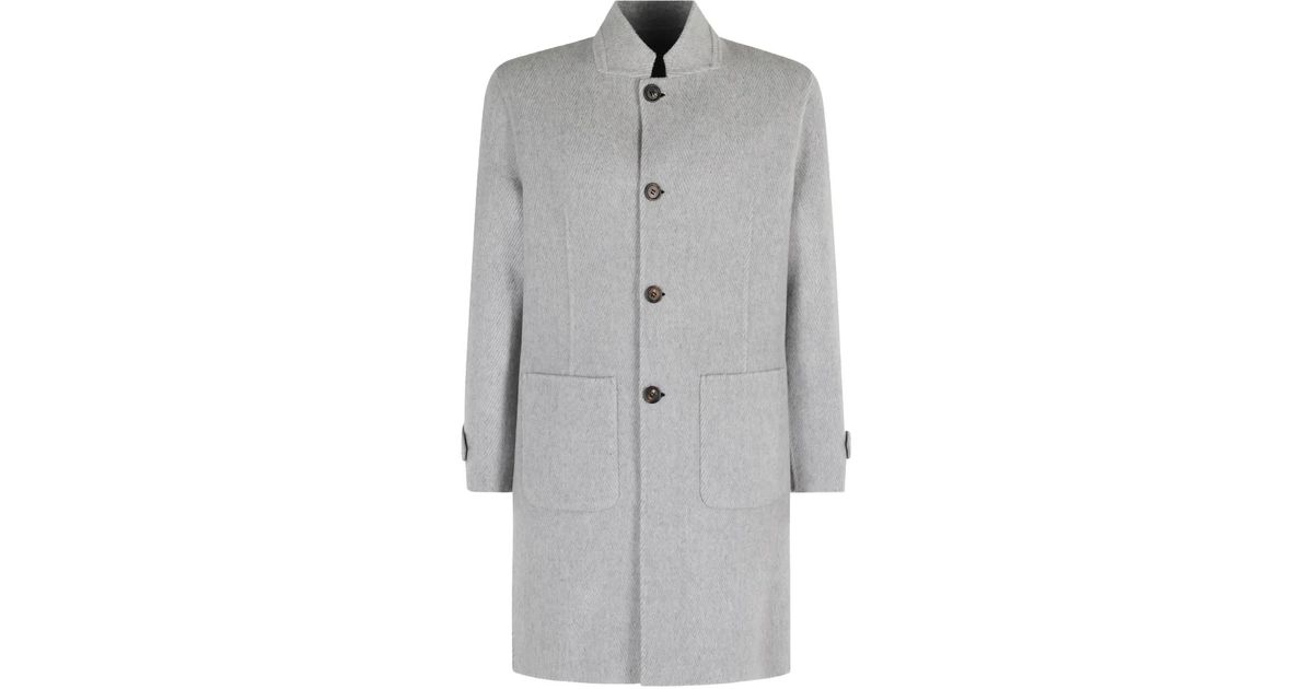 Eleventy Herringbone Reversible Coat in Gray for Men | Lyst
