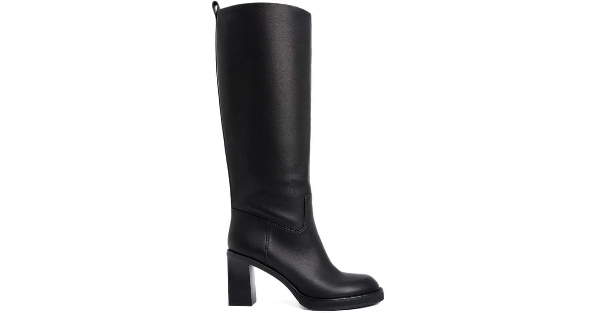 12 STOREEZ 85Mm Knee-High Leather Boots in Black | Lyst UK
