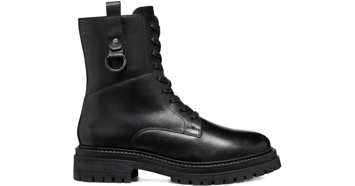 Geox Iridea Combat Boots in Black | Lyst UK