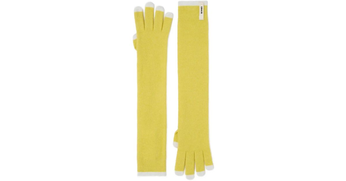 Sunnei Logo-Patch Gloves in Yellow | Lyst UK