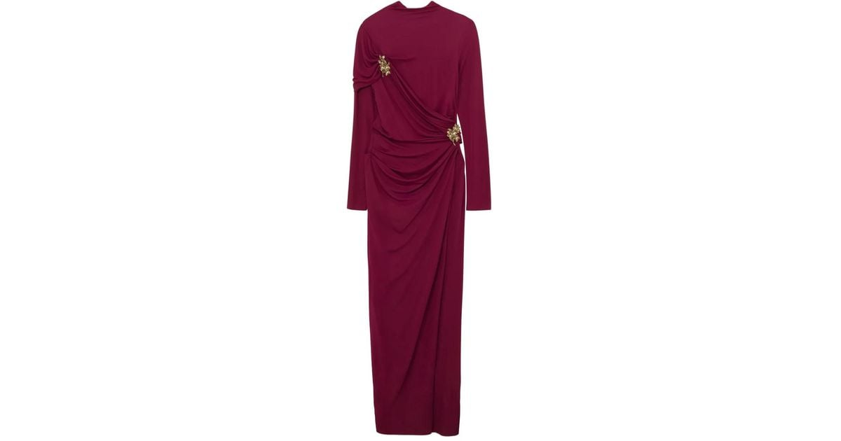 Jonathan Simkhai Izadora Draped Jewel-Embellished Dress in Red | Lyst
