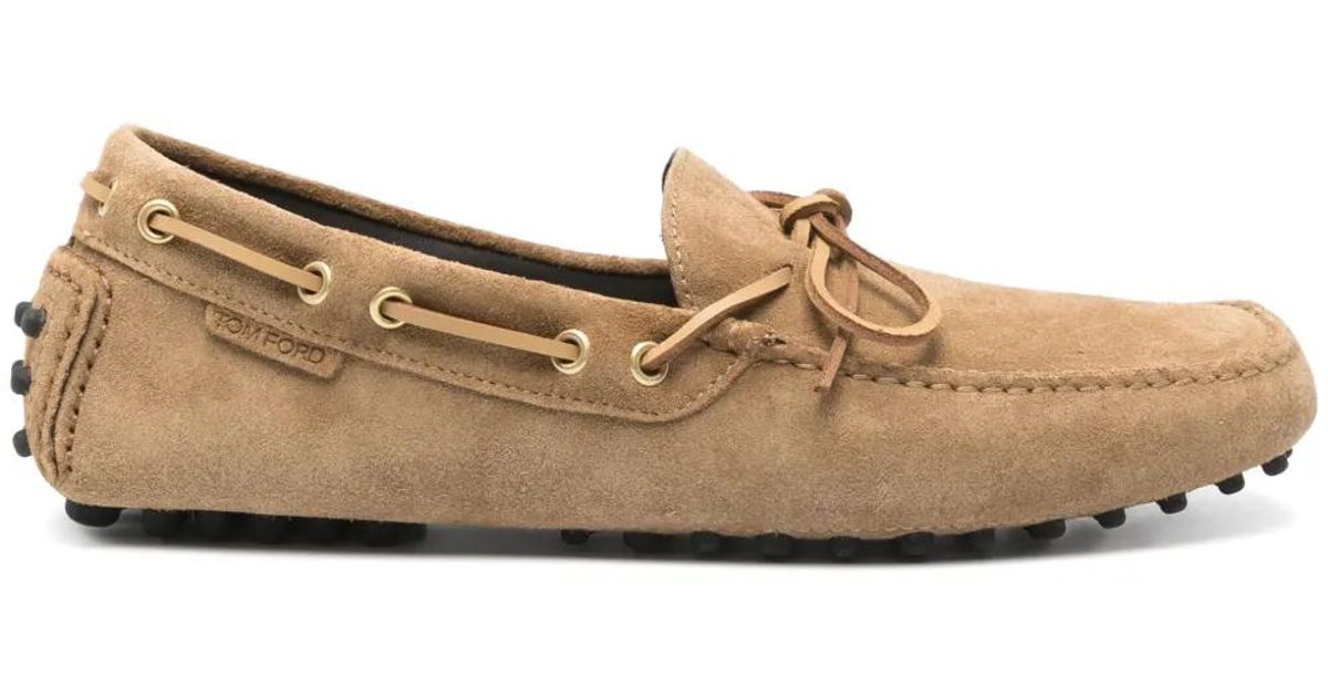 Tom Ford Suede Boat Shoes in Natural for Men | Lyst UK