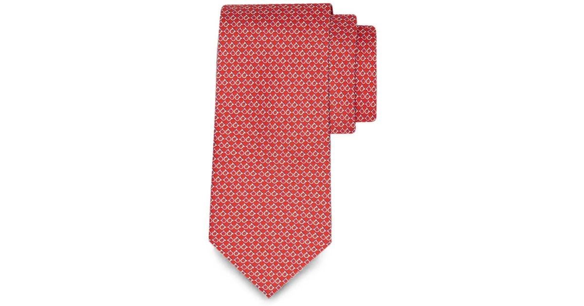 Ferragamo Gancini Square-Print Silk Tie in Red for Men | Lyst UK