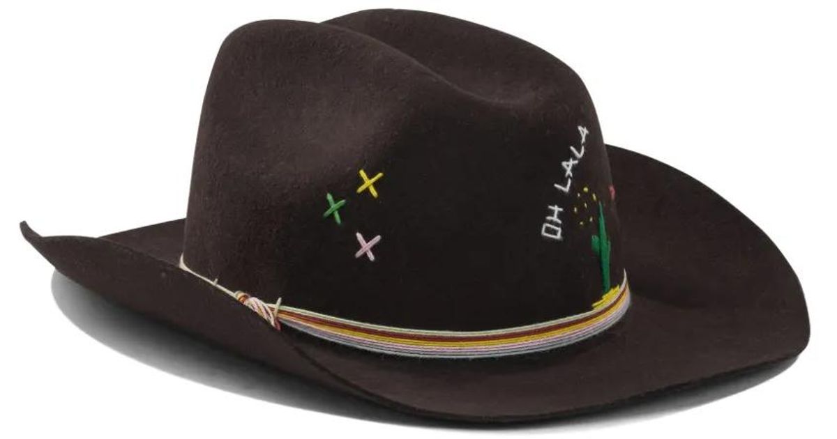 The Hat Gang Embroidery Hat in Black | Lyst UK