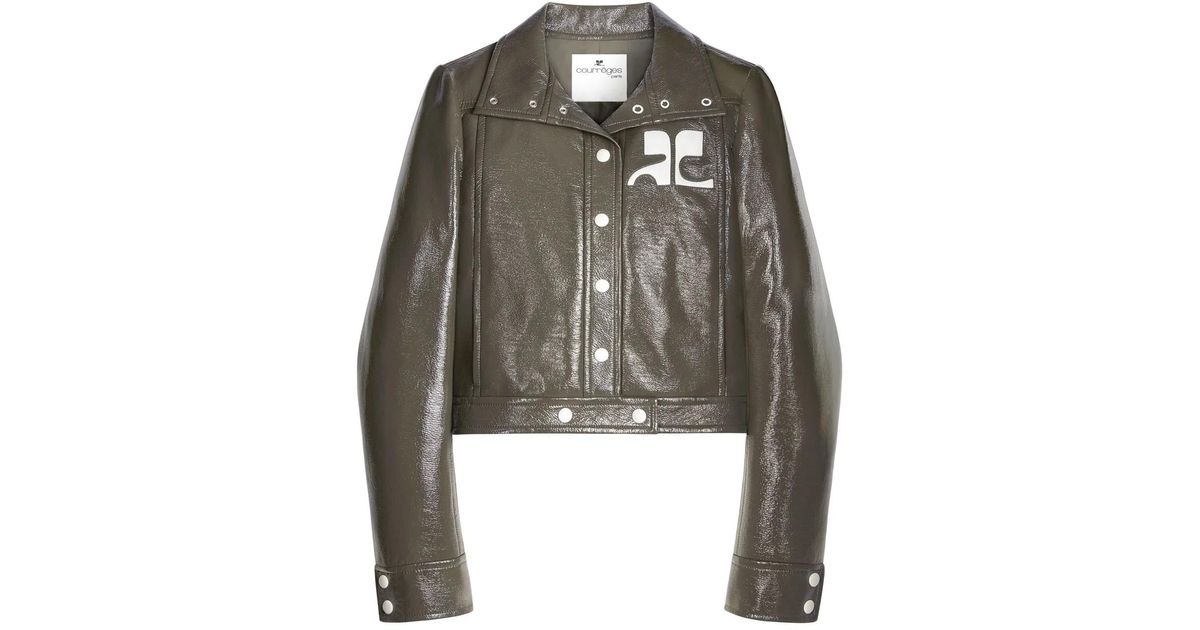 Courreges Reedition Vinyl Appliqué-Logo Jacket in Gray | Lyst