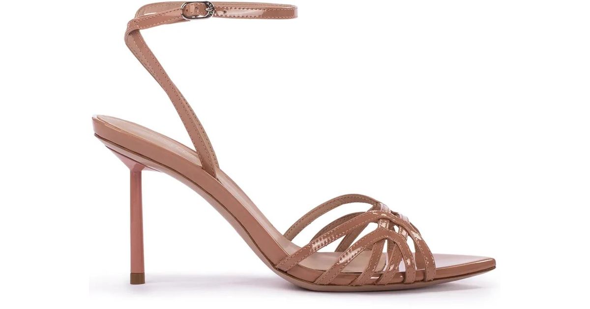 Le Silla Bella 80Mm Patent-Leather Sandals in Pink | Lyst UK