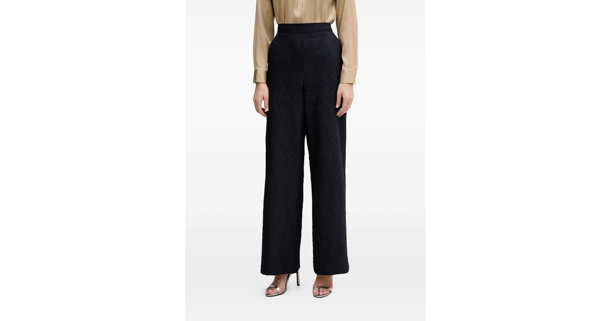 Joseph Ribkoff Textured Wide-Leg Trousers in Black | Lyst