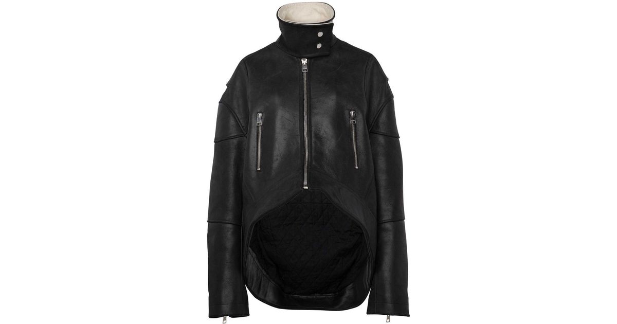 JW Anderson High-Neck Curved Leather Jacket in Black | Lyst