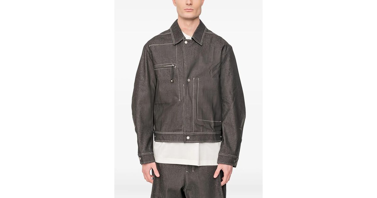 JOE CHIA Zip-Pocket Denim Jacket in Grey for Men | Lyst UK