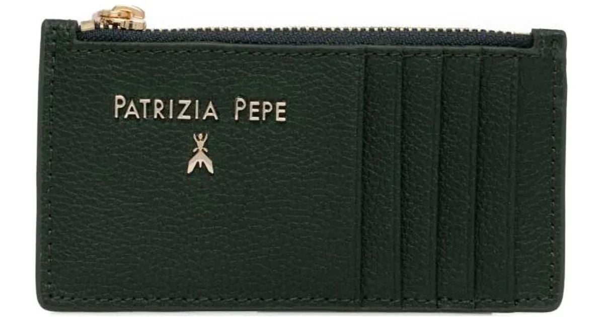 Patrizia Pepe Logo-Lettering Leather Card Holder in Black | Lyst UK