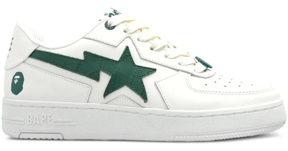 A Bathing Ape Leather Sneakers in White | Lyst