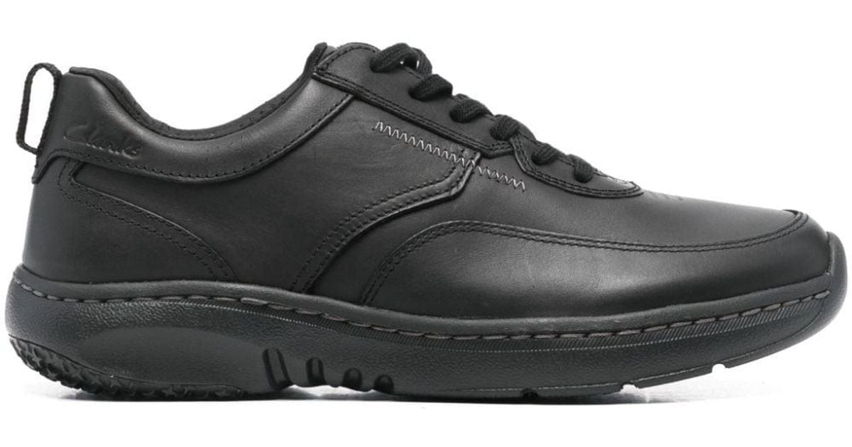 Clarks Leather Lace-Up Sneakers in Black for Men | Lyst